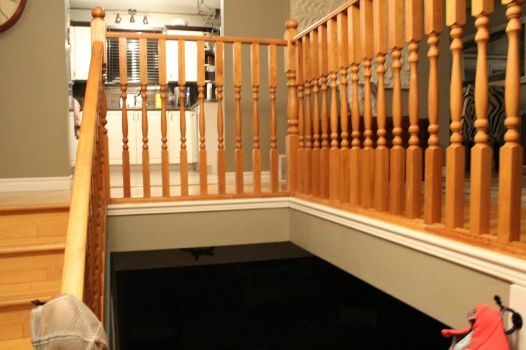 Stained railing/treads with painted risers/stringers ** Before and ...